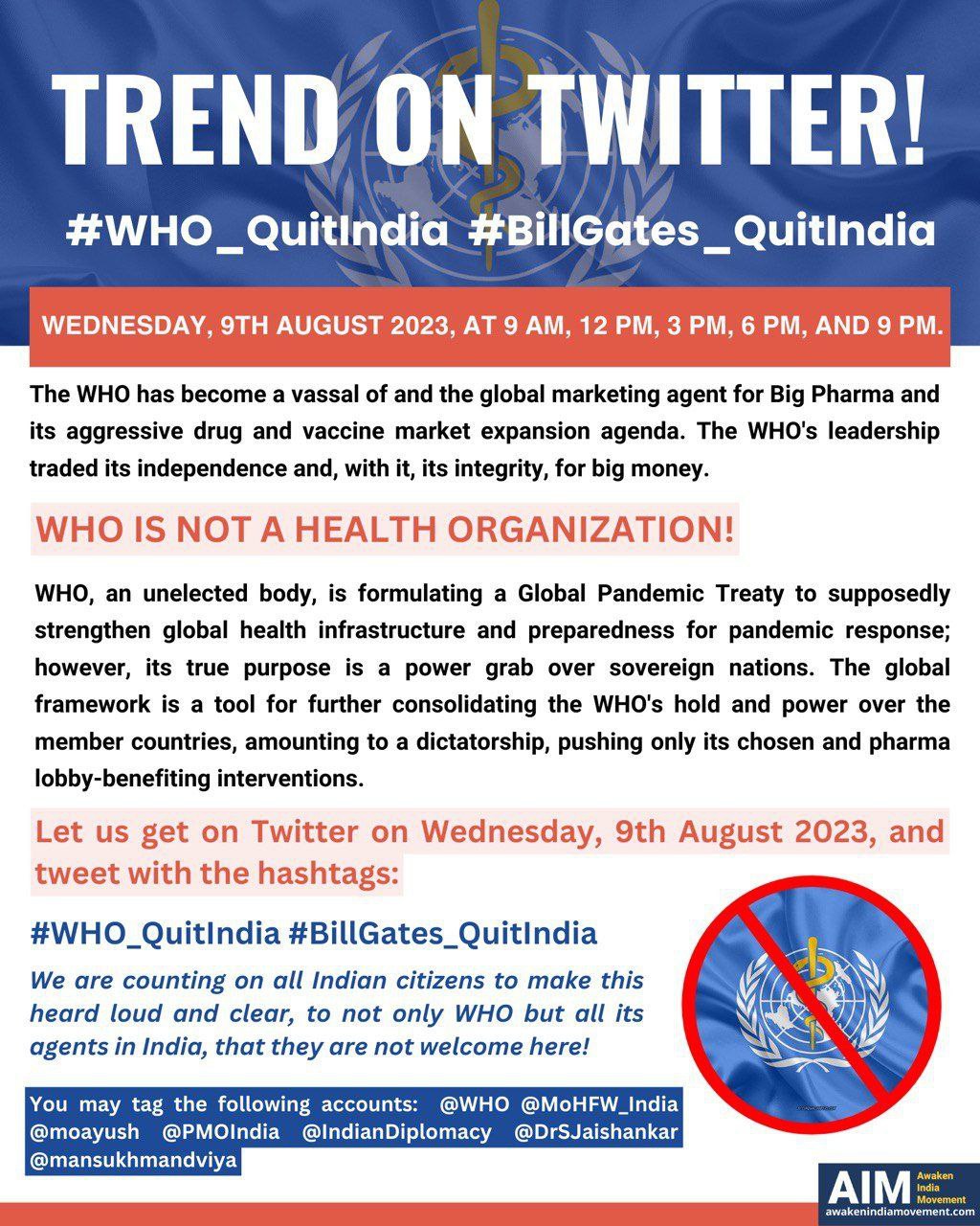 EXIT THE WHO: AWAKEN INDIA MOVEMENT'S POWERFUL POSITION PAPER ...